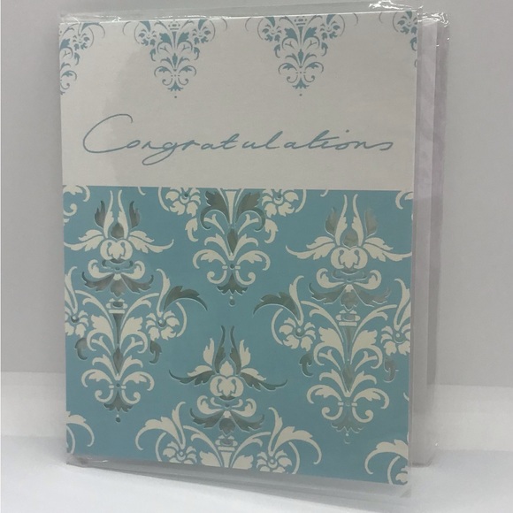 Office | Light Blue And White Congratulations Greeting Card With ...